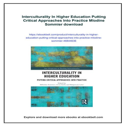 Interculturality In Higher Education Putting Critical Approaches Into Practice Mlodine Sommier | PDF
