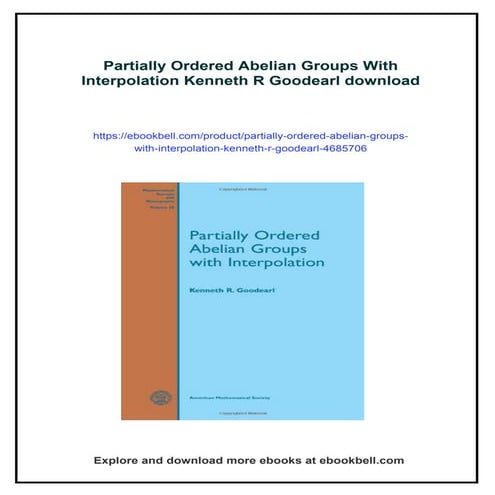 Partially Ordered Abelian Groups With Interpolation Kenneth R Goodearl | PDF