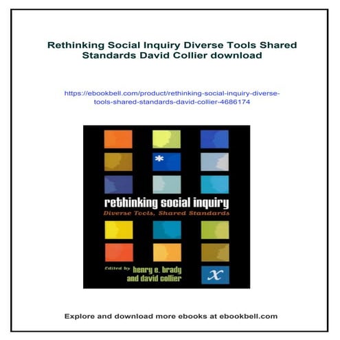 Rethinking Social Inquiry Diverse Tools Shared Standards David Collier | PDF