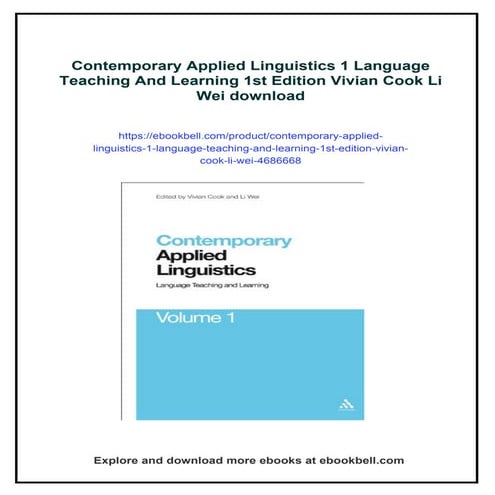 Contemporary Applied Linguistics 1 Language Teaching And Learning 1st ...