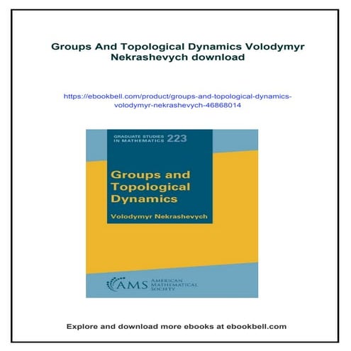 Groups And Topological Dynamics Volodymyr Nekrashevych | PDF