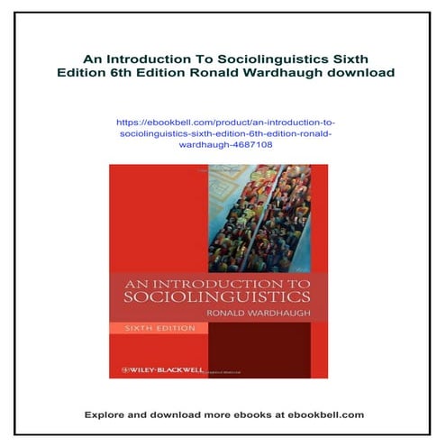 An Introduction To Sociolinguistics Sixth Edition 6th Edition Ronald Wardhaugh | PDF