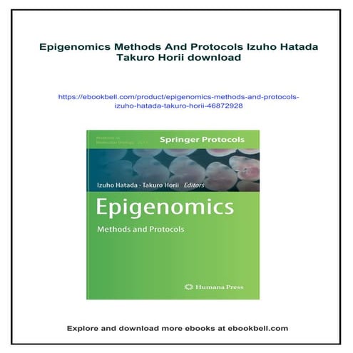 Epigenomics Methods And Protocols Izuho Hatada Takuro Horii | PDF