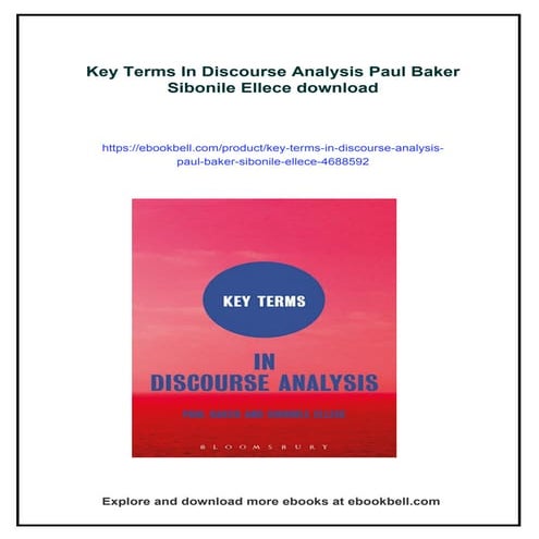 Key Terms In Discourse Analysis Paul Baker Sibonile Ellece | PDF