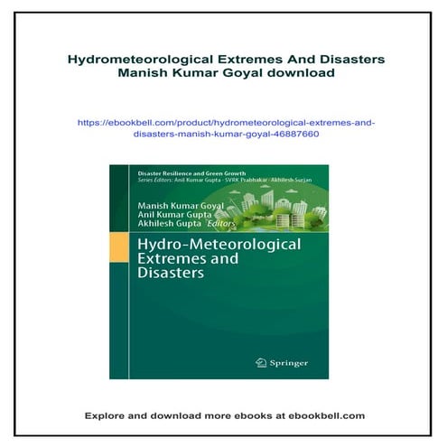 Hydrometeorological Extremes And Disasters Manish Kumar Goyal | PDF