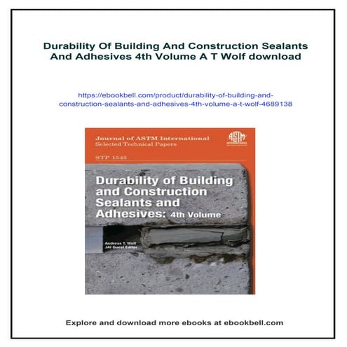 Durability Of Building And Construction Sealants And Adhesives 4th ...