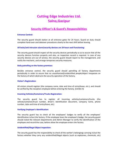 8. SECURITY GUARD CREED, CODE OF CONDUCT, COPE.pptx | Crime & Harmful ...