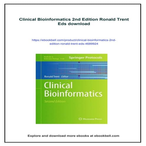 Clinical Bioinformatics 2nd Edition Ronald Trent Eds | PDF