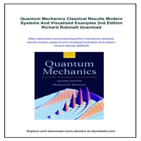 Quantum Mechanics Classical Results Modern Systems And Visualized ...