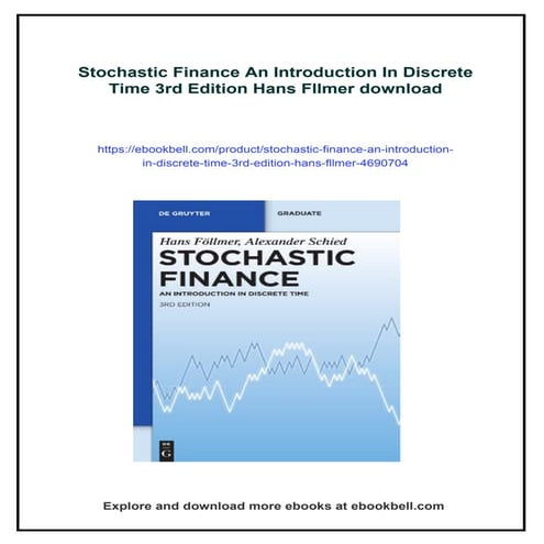 Stochastic Finance An Introduction In Discrete Time 3rd Edition Hans ...
