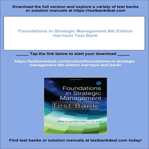 Foundations in Strategic Management 6th Edition Harrison Test Bank | PDF