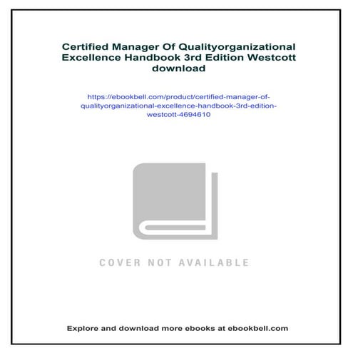 Certified Manager Of Qualityorganizational Excellence Handbook 3rd ...