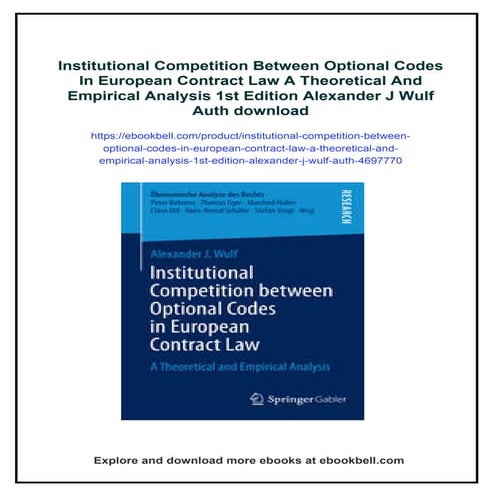 Institutional Competition Between Optional Codes In European Contract ...