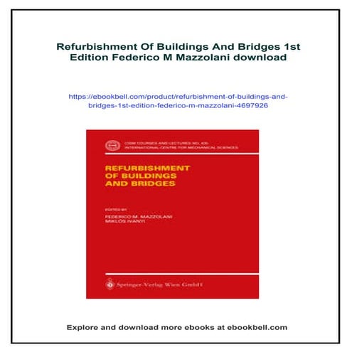 Refurbishment Of Buildings And Bridges 1st Edition Federico M Mazzolani ...