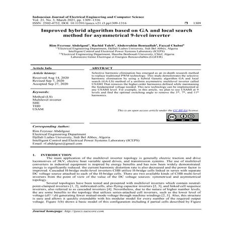 Improved Hybrid Algorithm Based On Ga And Local Search Method For Asymmetrical 9 Level Inverter