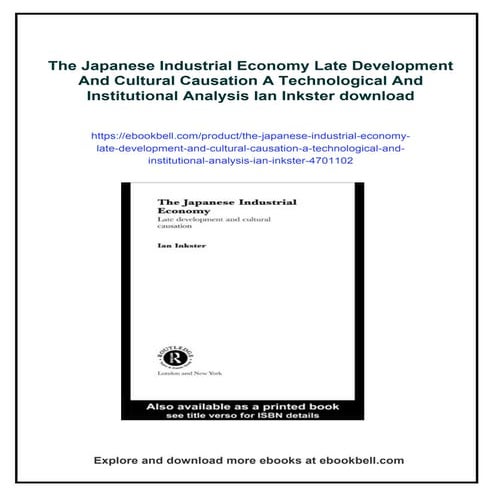 The Japanese Industrial Economy Late Development And Cultural Causation ...