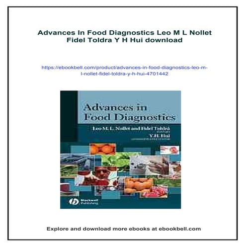 Advances In Food Diagnostics Leo M L Nollet Fidel Toldra Y H Hui | PDF