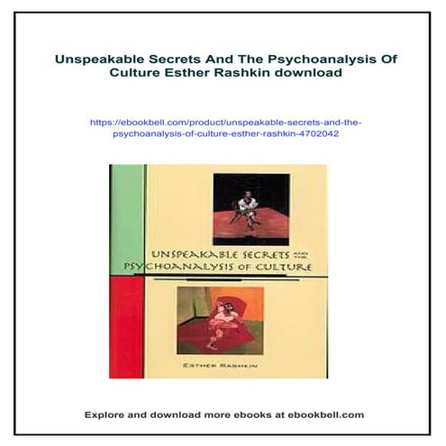 Unspeakable Secrets And The Psychoanalysis Of Culture Esther Rashkin | PDF