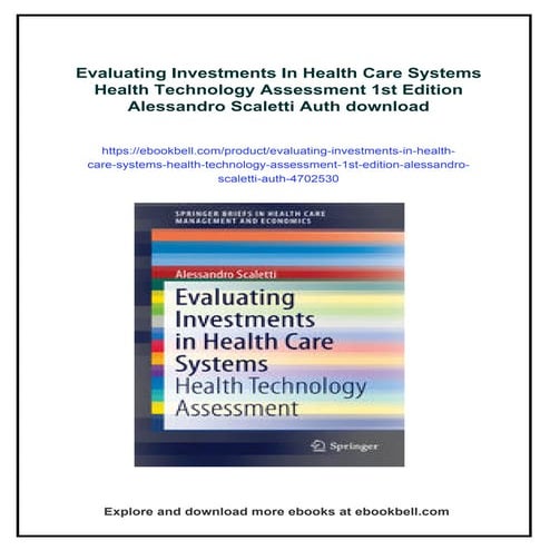 Evaluating Investments In Health Care Systems Health Technology ...