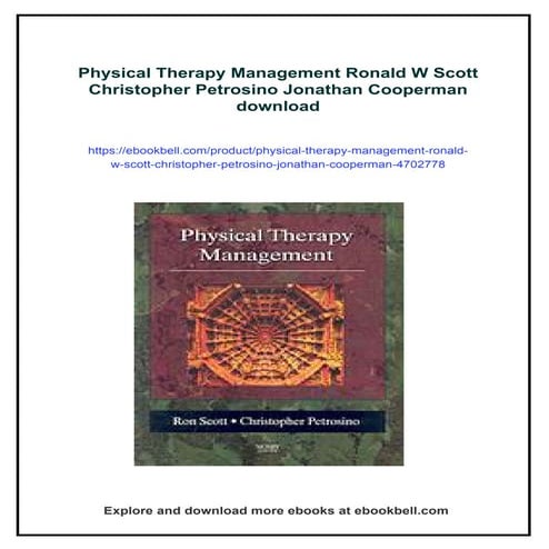 Physical Therapy Management Ronald W Scott Christopher Petrosino ...