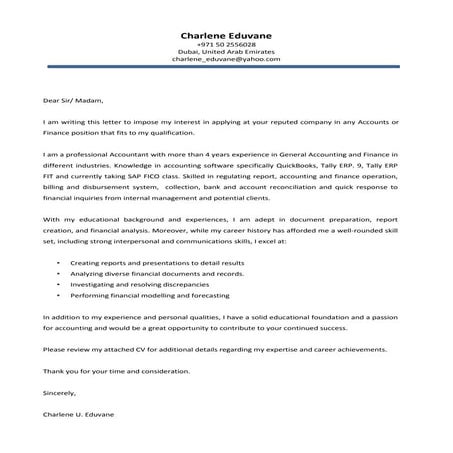 cha - cover letter | PDF