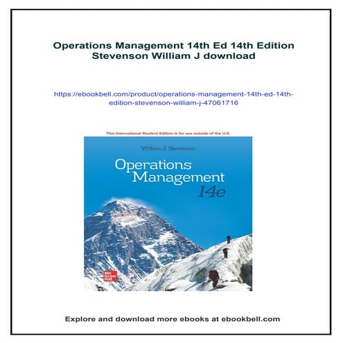 Operations Management 14th Ed 14th Edition Stevenson William J | PDF