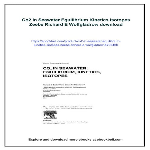 Co2 In Seawater Equilibrium Kinetics Isotopes Zeebe Richard E ...