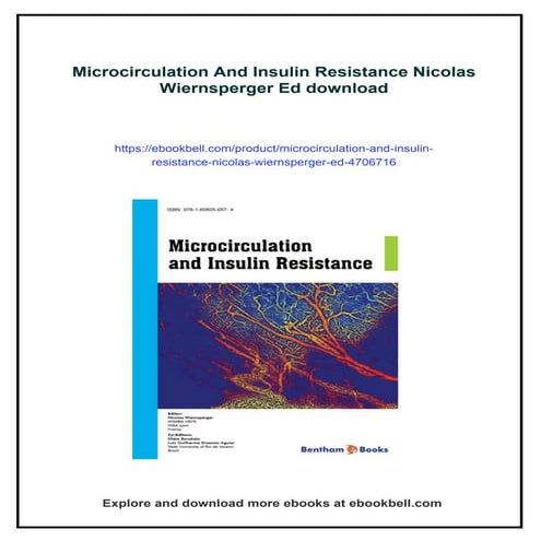 Microcirculation And Insulin Resistance Nicolas Wiernsperger Ed Pdf