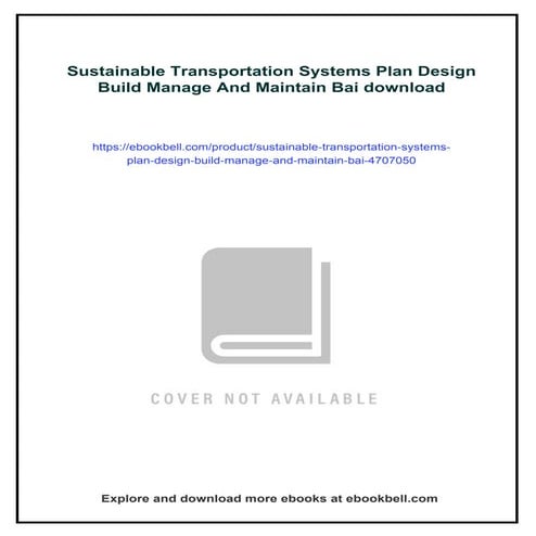 Sustainable Transportation Systems Plan Design Build Manage And ...