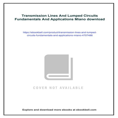 Transmission Lines And Lumped Circuits Fundamentals And Applications ...