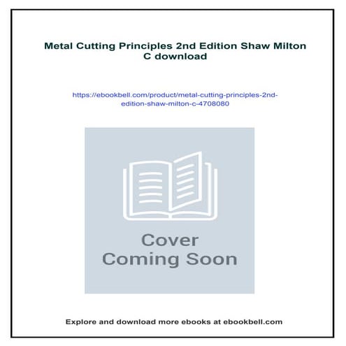 Metal Cutting Principles 2nd Edition Shaw Milton C | PDF