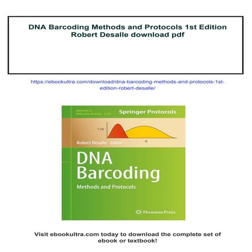 DNA Barcoding Methods and Protocols 1st Edition Robert Desalle | PDF