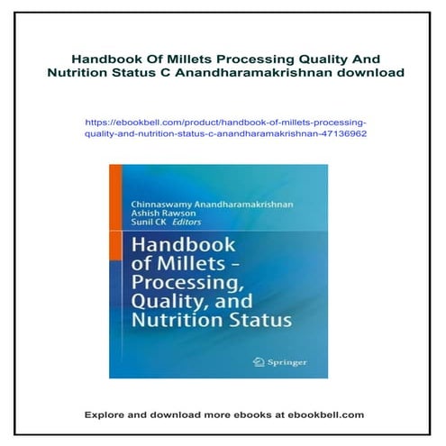Handbook Of Millets Processing Quality And Nutrition Status C ...