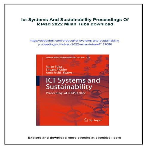 Ict Systems And Sustainability Proceedings Of Ict4sd 2022 Milan Tuba | PDF