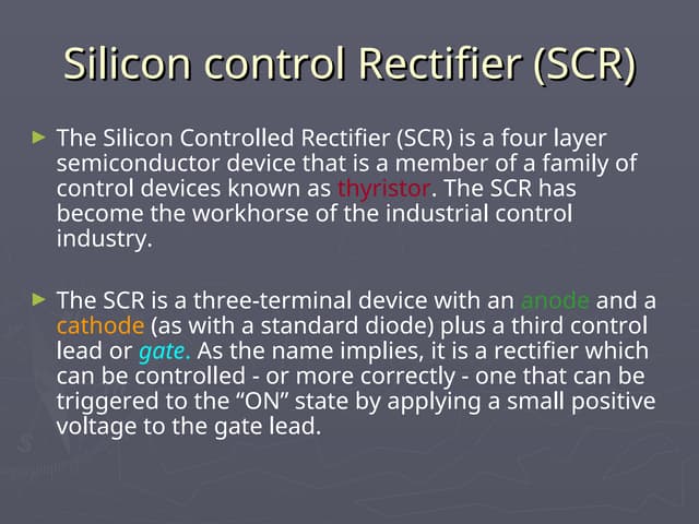 Silicon controlled rectifier ( SCR ) | PPTX