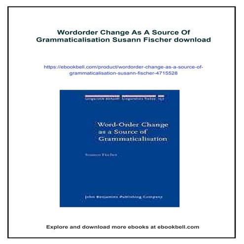 Wordorder Change As A Source Of Grammaticalisation Susann Fischer | PDF