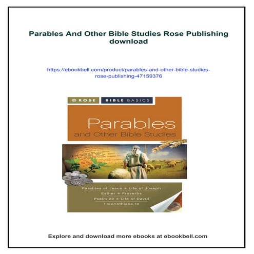 Parables And Other Bible Studies Rose Publishing | PDF