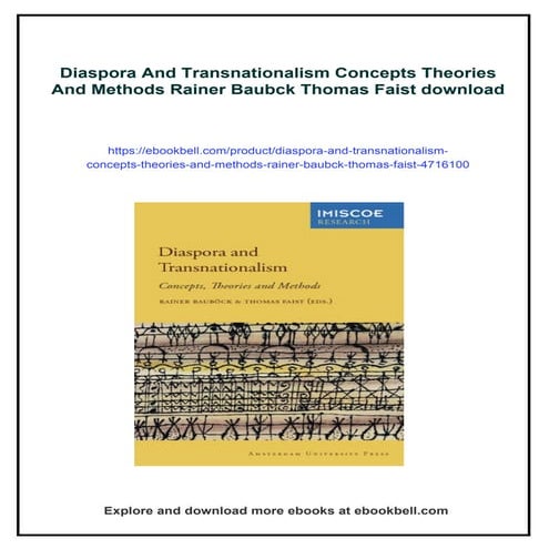 Diaspora And Transnationalism Concepts Theories And Methods Rainer ...