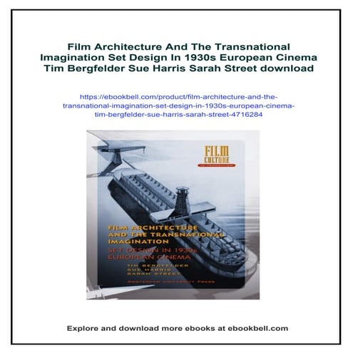 Film Architecture And The Transnational Imagination Set Design In 1930s ...