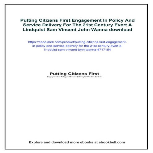 Putting Citizens First Engagement In Policy And Service Delivery For ...