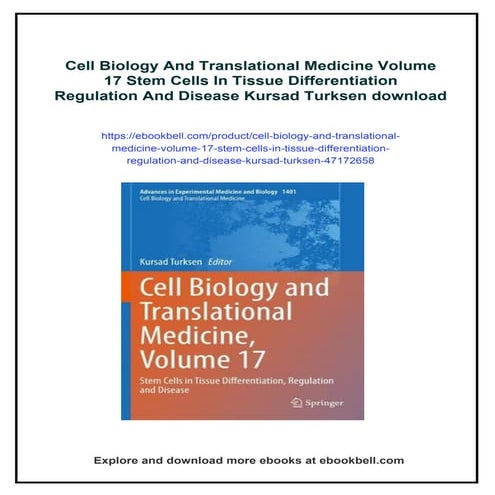 Cell Biology And Translational Medicine Volume 17 Stem Cells In Tissue ...