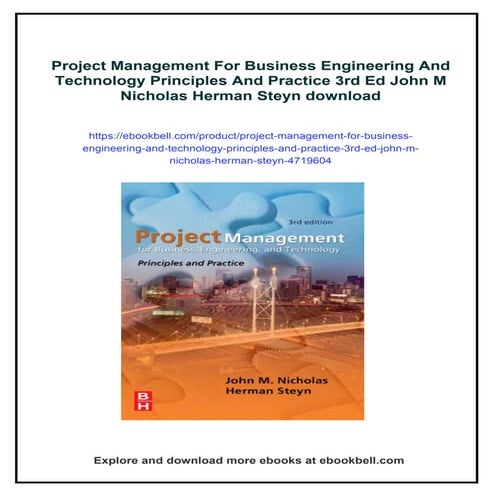 Project Management For Business Engineering And Technology Principles And Practice 3rd Ed John M ...