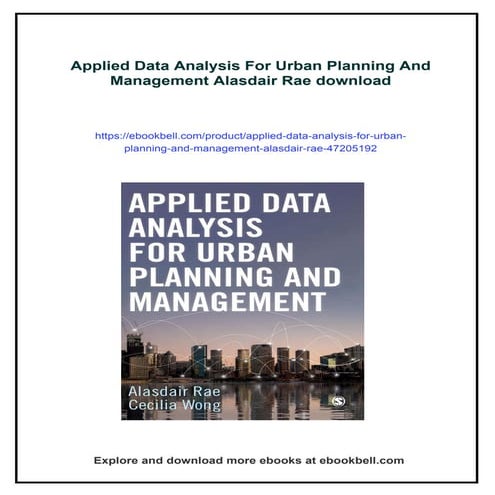 Applied Data Analysis For Urban Planning And Management Alasdair Rae | PDF