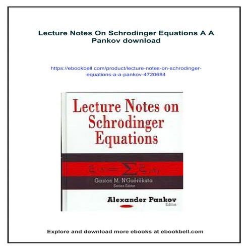 Lecture Notes On Schrodinger Equations A A Pankov | PDF