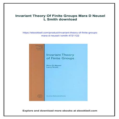 Invariant Theory Of Finite Groups Mara D Neusel L Smith | PDF