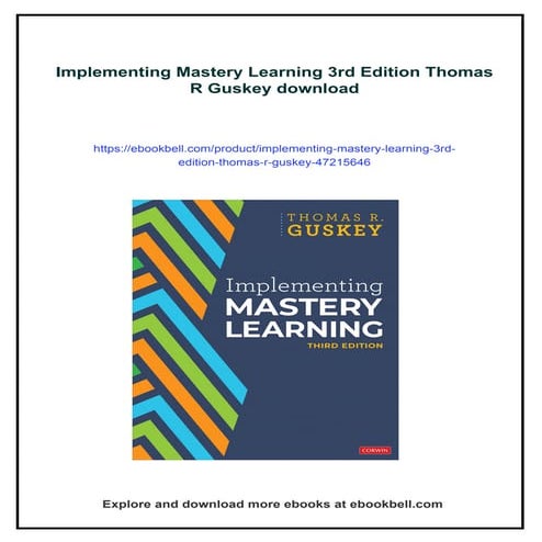 Implementing Mastery Learning 3rd Edition Thomas R Guskey | PDF