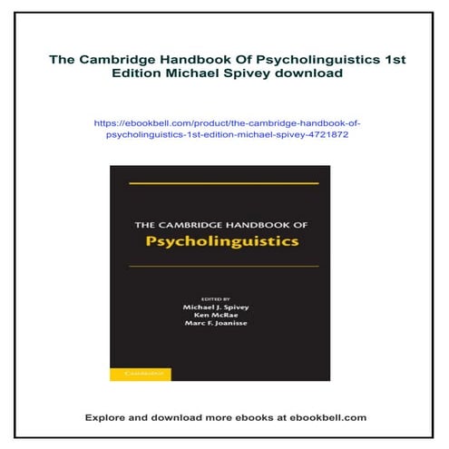 The Cambridge Handbook Of Psycholinguistics 1st Edition Michael Spivey ...