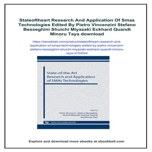 Stateoftheart Research And Application Of Smas Technologies Edited By ...