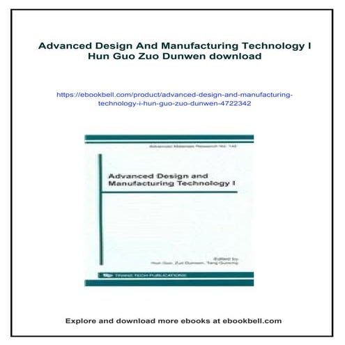 Advanced Design And Manufacturing Technology I Hun Guo Zuo Dunwen | PDF