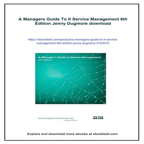 A Managers Guide To It Service Management 6th Edition Jenny Dugmore | PDF